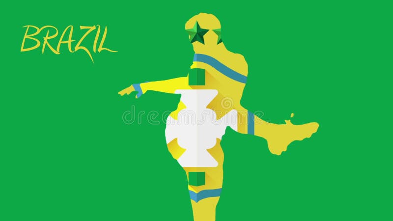 Brazil World Cup 2014 Animation with Player Stock Footage - Video of ...