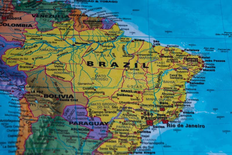 Brazil on the World Map. High Quality Image. Stock Photo - Image of ...