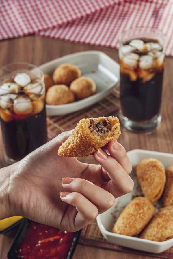Brazilian Snack Deep Fried Beef Croquette - Risolis De Carne Stock ...