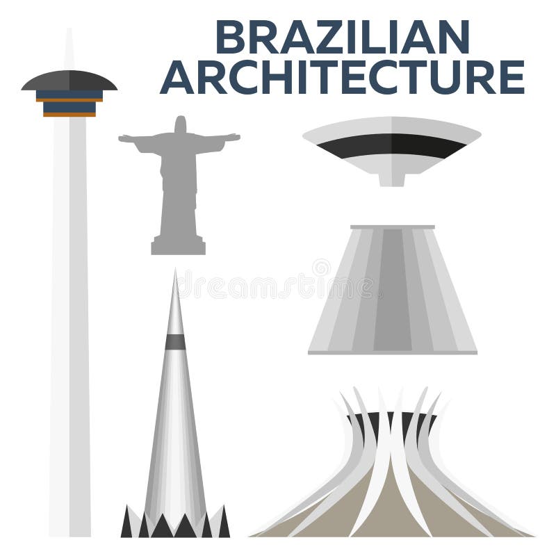 Brazilian Architecture. Modern Flat Design. Vector Illustration. Stock ...