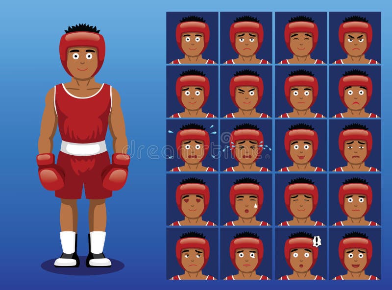 Brazilian Boxer Cartoon Emotion Faces Vector Illustration Stock Vector ...