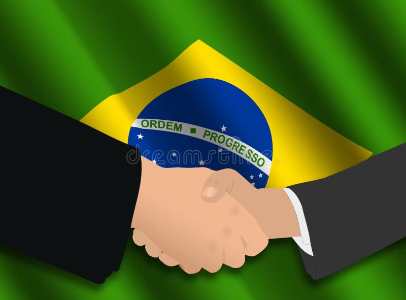 Handshake with Brazilian Flag Stock Illustration - Illustration of ...