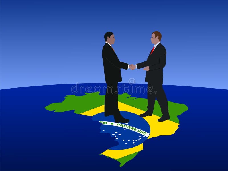 Handshake with Brazilian Flag Stock Illustration - Illustration of ...