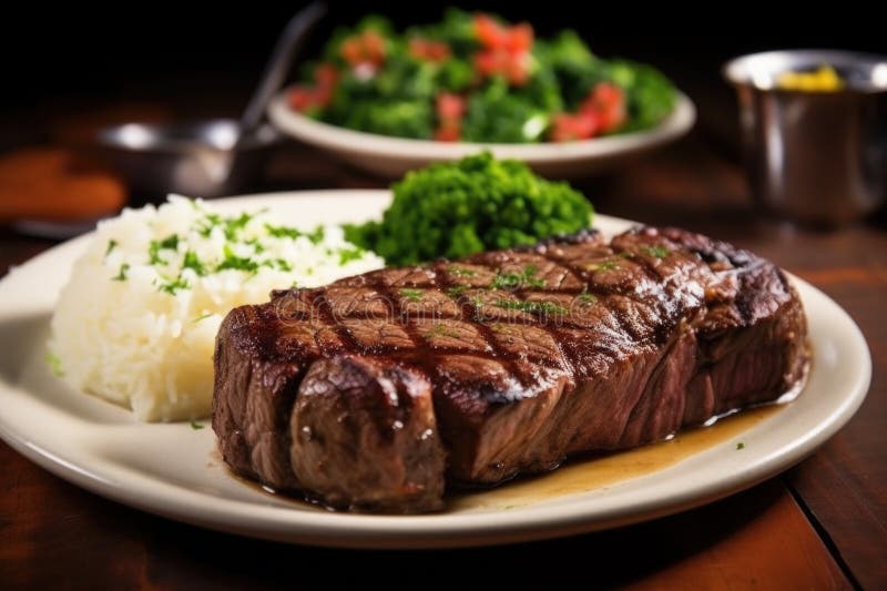 Brazilian Churrasco Steak Cut and Served on a Plate Stock Illustration ...