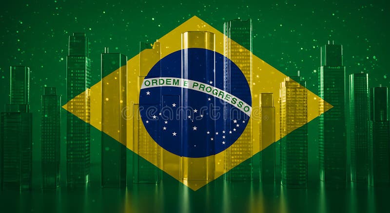 Brazilian Cityscape with National Flag Background Evoking Progress and ...