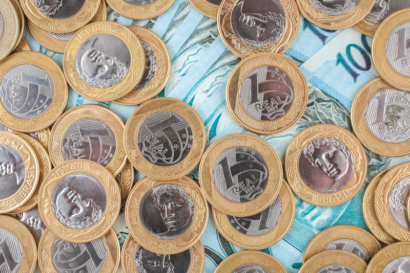 Brazilian Coins and Bank Notes Stock Image - Image of closeup, coins ...