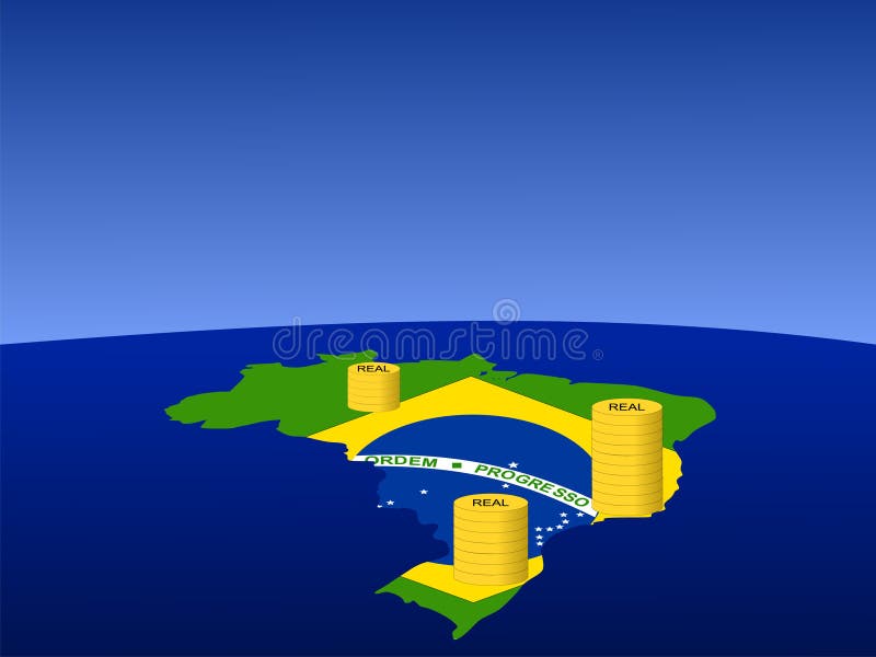 Brazilian Coins on map stock vector. Illustration of symbol - 2455905