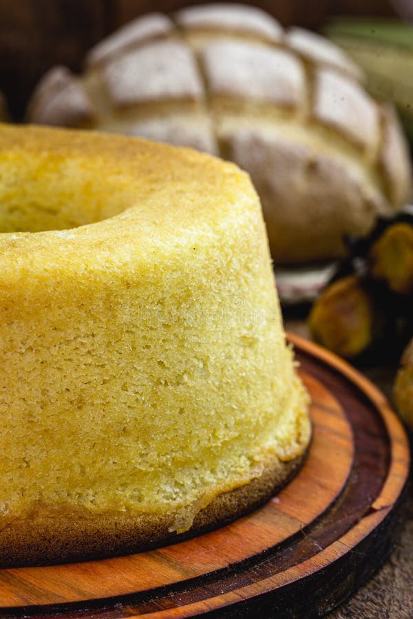 Brazilian Corn Cake, Made from Fuba Corn Flour on a Rustic Table Stock ...