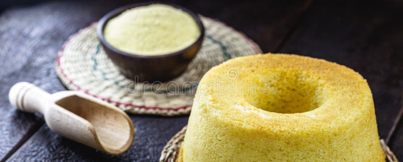 Brazilian Corn Cake, Made from Fuba Corn Flour on a Rustic Table Stock ...