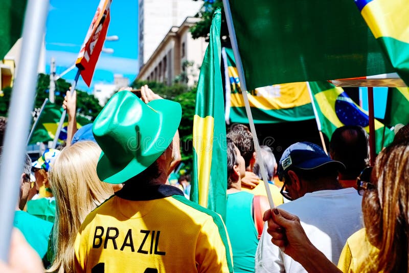 Brazilian Crowd editorial stock photo. Image of flag - 68404053