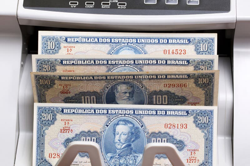 Brazilian Cruzeiro in the Counting Machine Stock Photo - Image of money ...