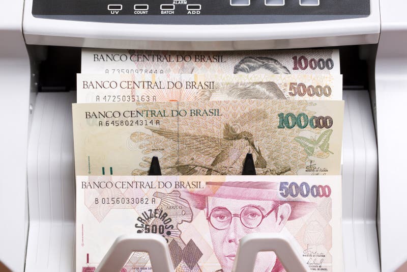 Brazilian Cruzeiro in the Counting Machine Stock Photo - Image of cash ...