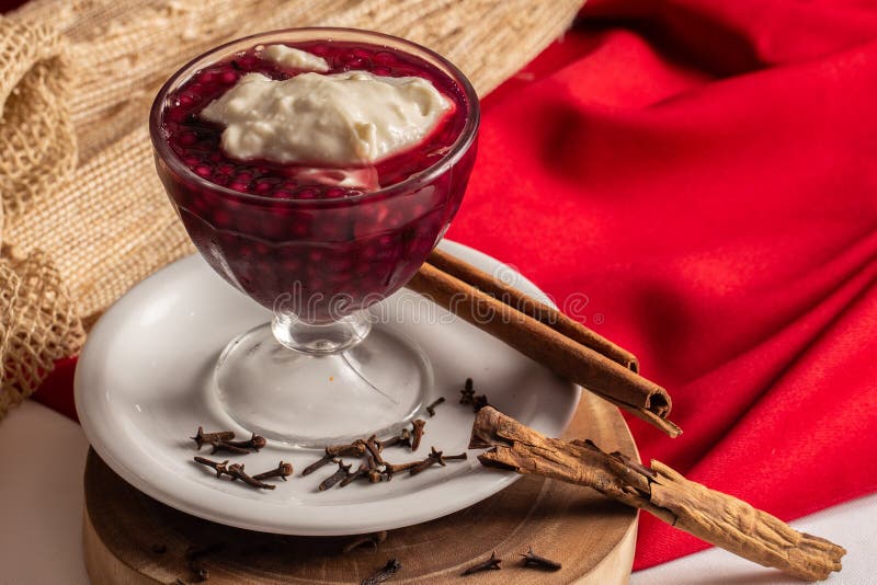 Brazilian Dessert Called Sagu In Wine Version Traditional From Southern Brazil Stock Image 0092