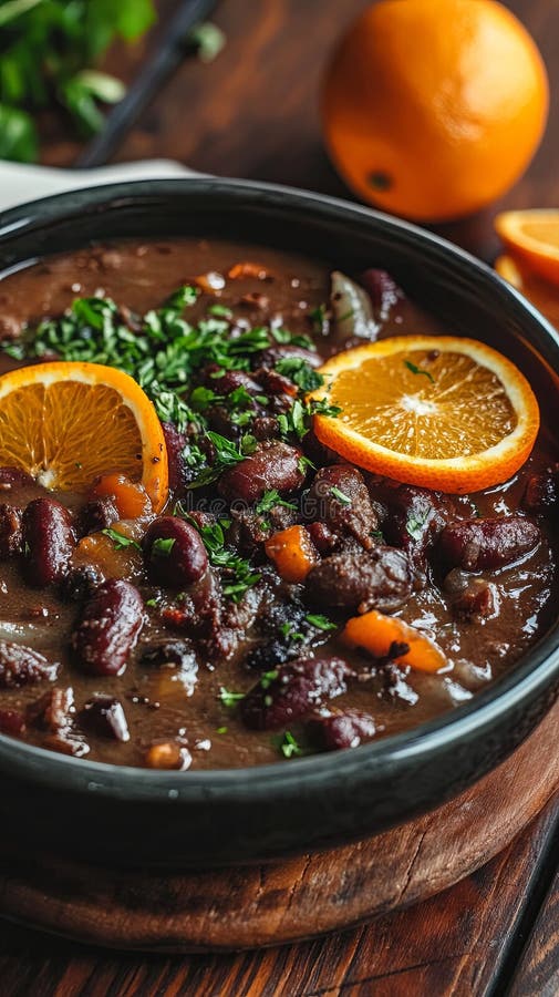 Brazilian Feijoada with Orange Slices. Stock Image - Image of orange ...