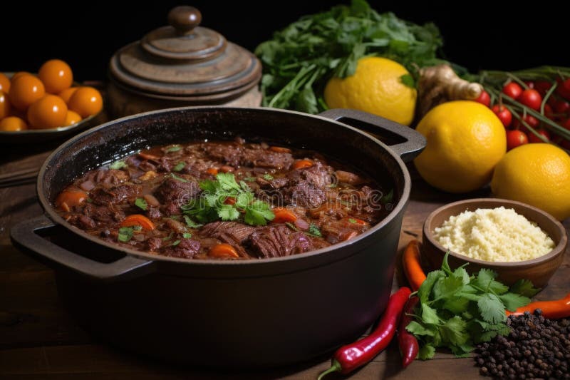 Brazilian Feijoada Stew in an Iron Cast Pot Stock Photo - Image of ...