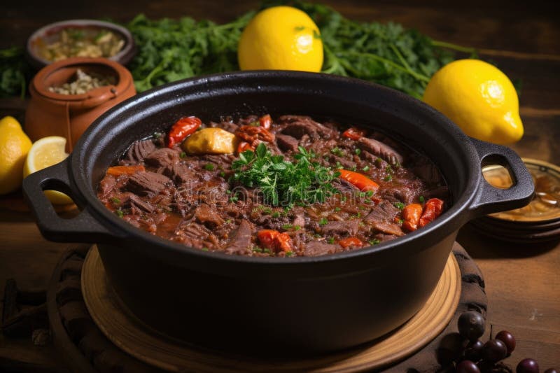 Brazilian Feijoada Stew in an Iron Cast Pot Stock Image - Image of ...