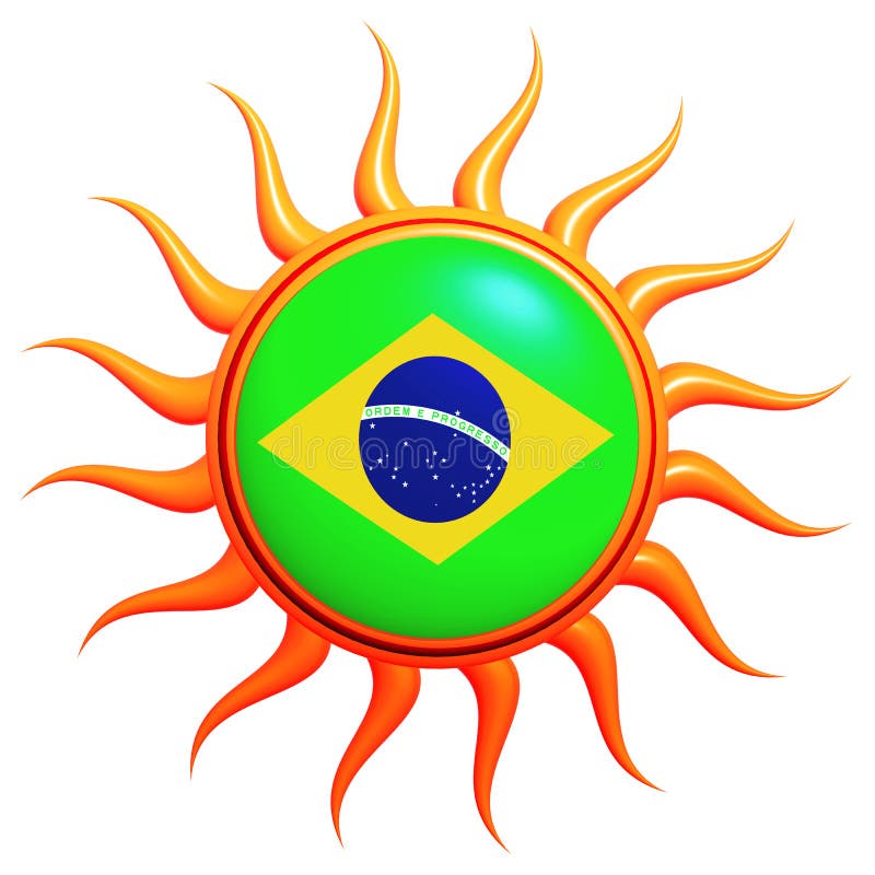 Brazilian flag in 3d sun stock illustration. Illustration of brazilian ...
