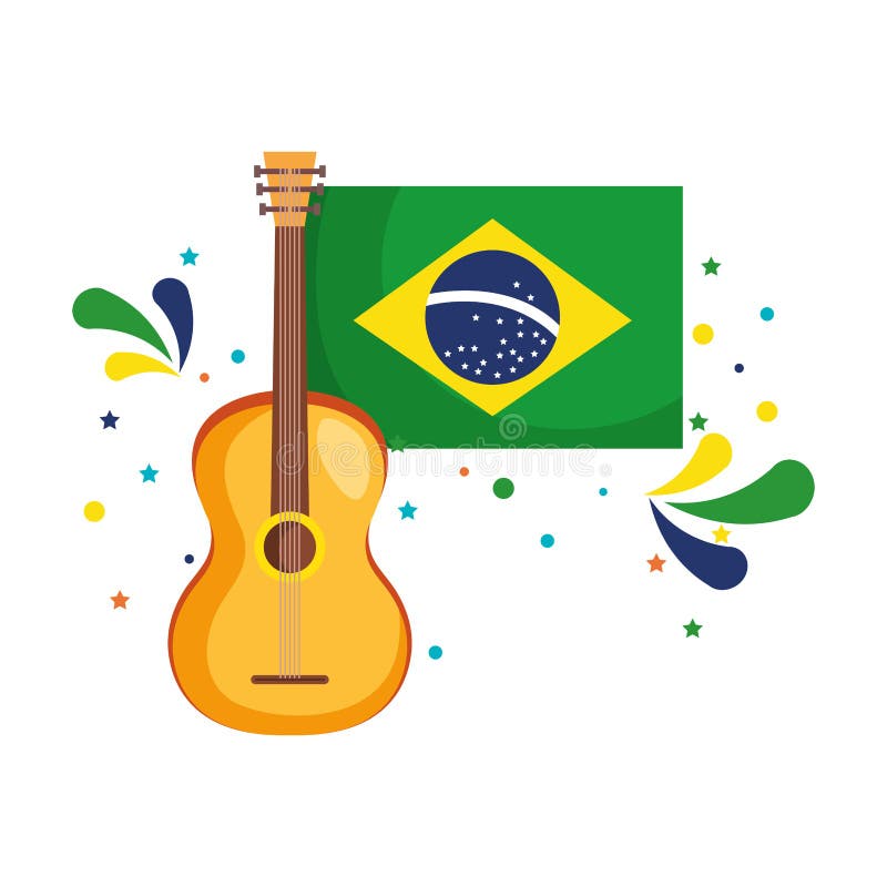 Brazilian flag with guitar stock vector. Illustration of tourism ...