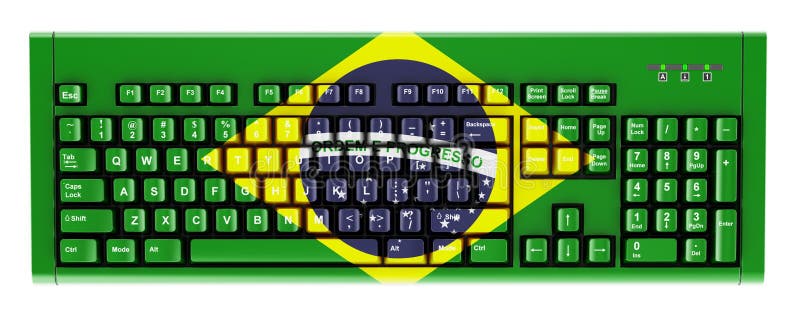 Brazilian Flag Painted on Computer Keyboard. 3D Rendering Stock ...