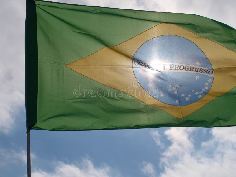 Brazilian flag three stock photo. Image of satin, symbol - 183827346