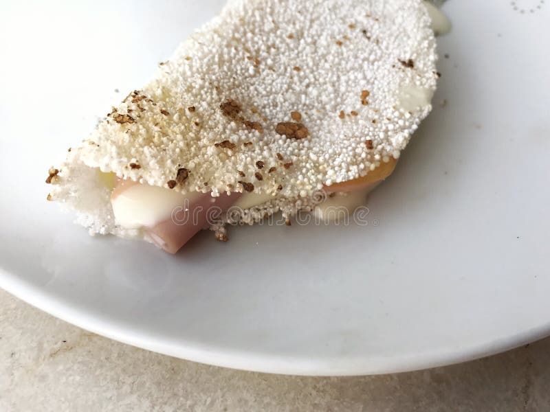 Brazilian Food: Tapioca with Ham and Cheese Stock Photo - Image of ...