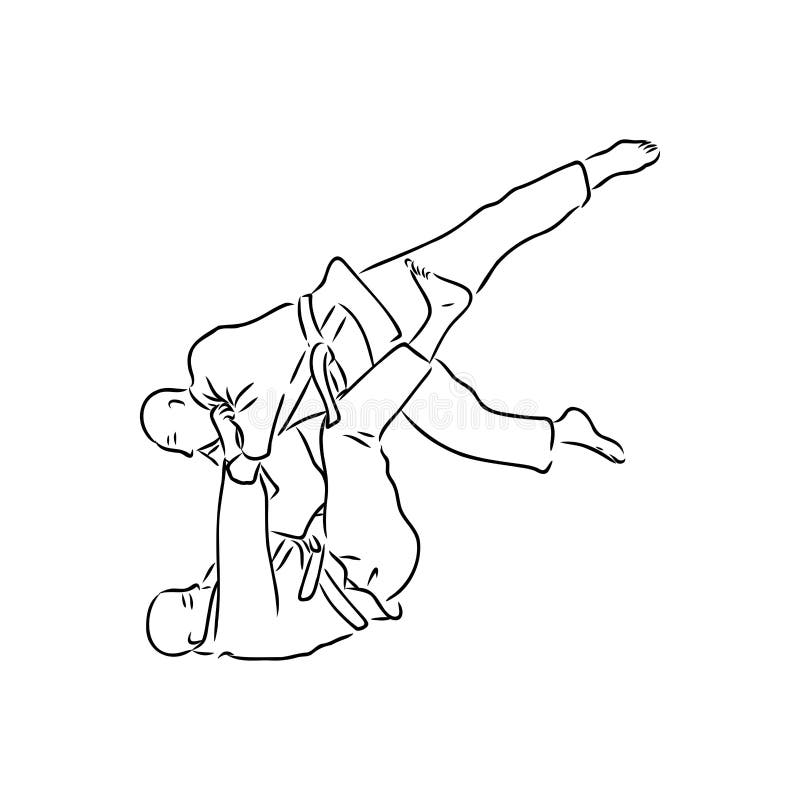 Brazilian Jiu Jitsu Technique in Vector Illustration Stock Vector ...