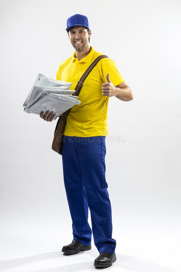 Brazilian Mailman on a White Background Stock Photo - Image of ...
