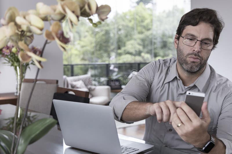 Brazilian Man Working at Home Stock Photo - Image of meeting ...