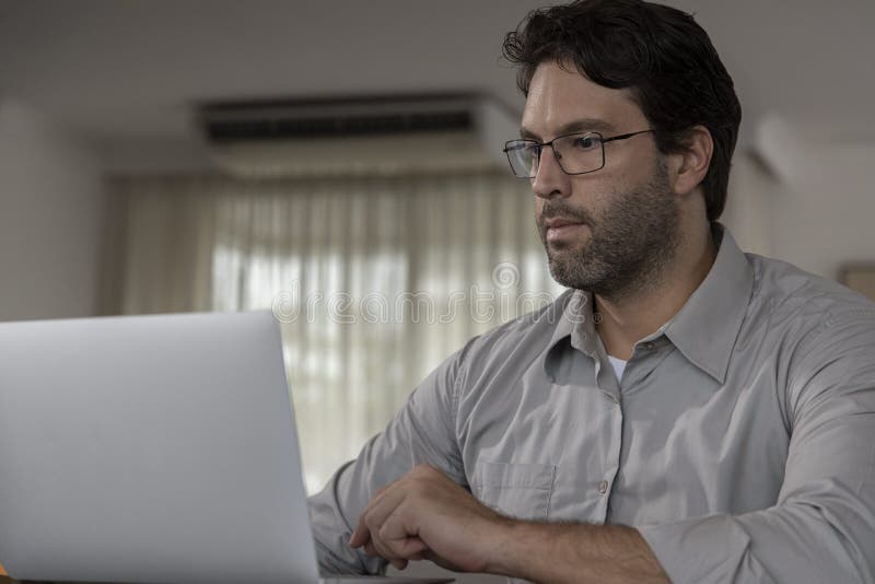 Brazilian Man Working at Home Stock Photo - Image of office, view ...