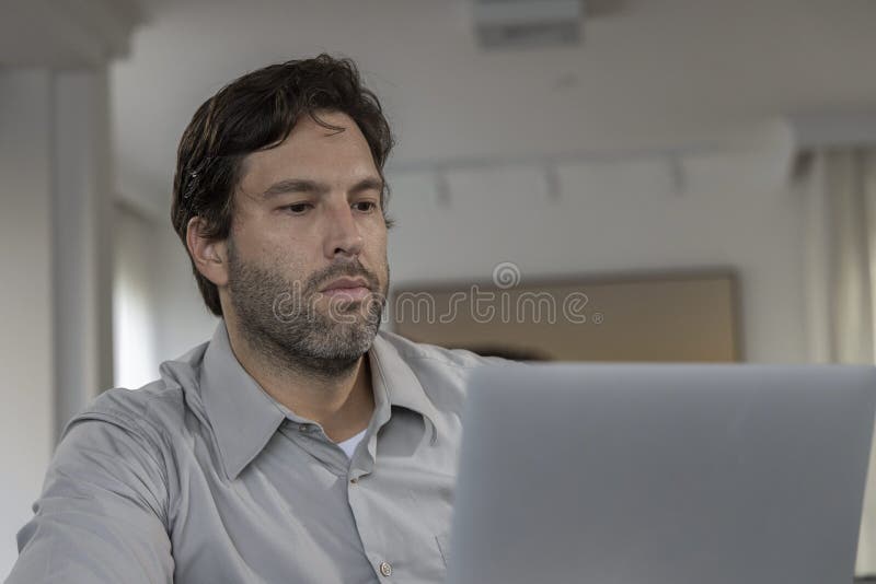 Brazilian Man Working at Home Stock Image - Image of design, computer ...