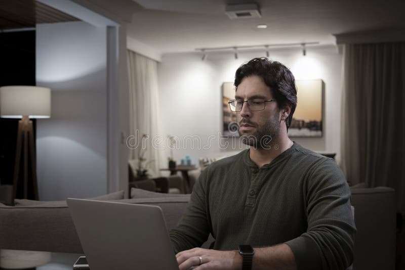 Brazilian Man Working at Home Stock Photo - Image of design, video ...