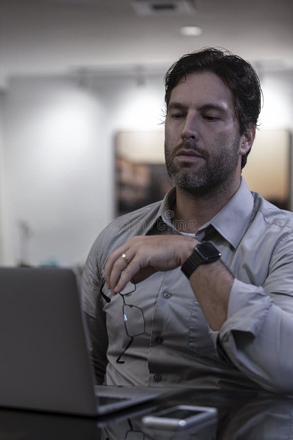 Brazilian Man Working at Home Stock Image - Image of casual, interior ...