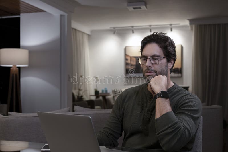 Brazilian Man Working at Home Stock Image - Image of internet ...