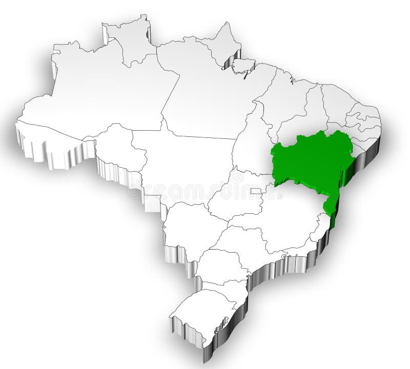 Brazilian Map with States Separated Stock Illustration - Illustration ...