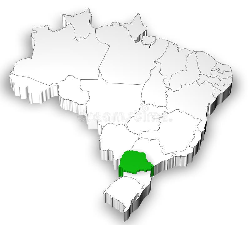 Brazilian Map with States Separated Stock Illustration - Illustration ...