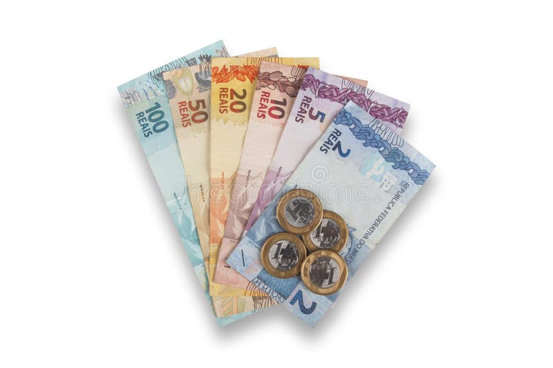 Brazilian Money. Assorted Brazilian Real Notes and Coins Stock Photo ...