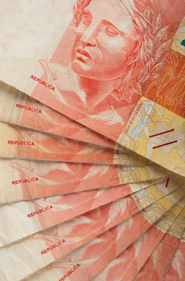 Brazilian Money. Close-up of a Fan of 20 Brazilian Real Banknotes Stock ...