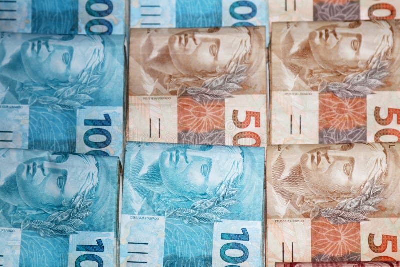 Brazilian money packages stock image. Image of brazilian - 87745905