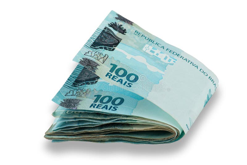 Brazilian Money. a Small Stack of 100 Brazilian Real Banknotes Stock ...