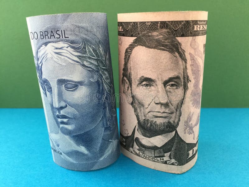 Brazilian Real Versus US Dollar Stock Image - Image of investment ...