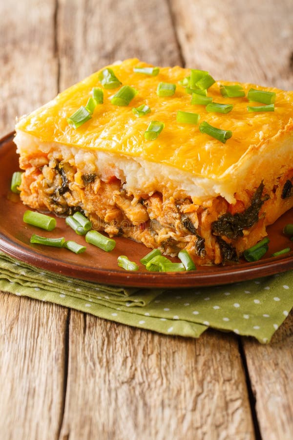 Brazilian Style Shepherd`s Pie Escondidinho De Frango Closeup in the ...