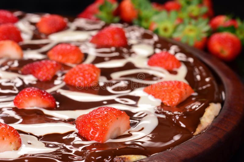 Brazilian Sweet Pizza of Chocolate and Strawberries Stock Image - Image ...