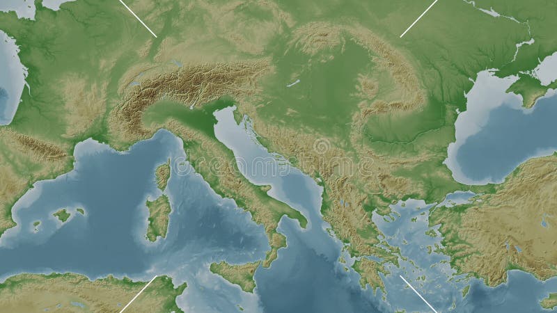 Brazza Island in the Adriatic Sea. Physical Map. Slide Stock Video ...