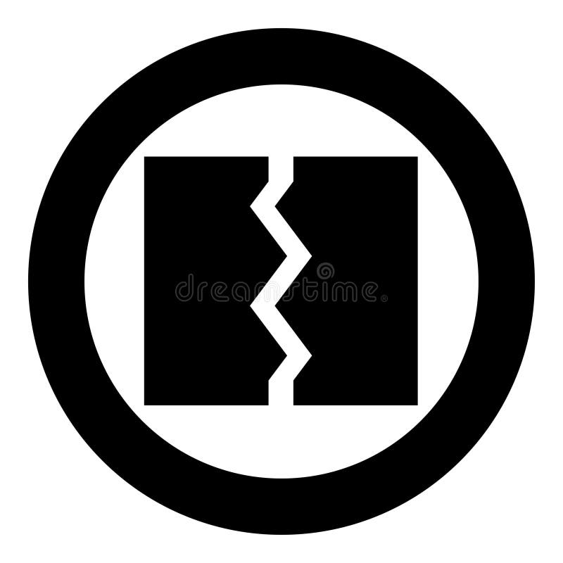 Breach Broken Torn Tear Object Document Icon in Circle Round Black ...