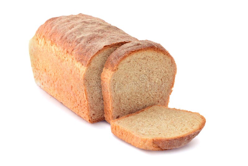 Bread Cutted into Slices Isolated on White Stock Image - Image of food ...