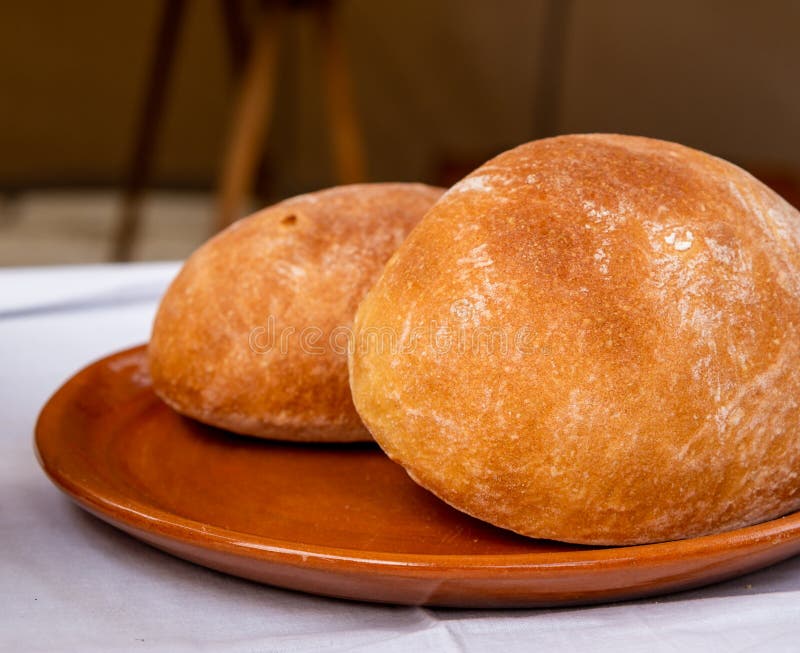 Bread with Ancient Medieval Recipe on a Ceramic Plate Stock Image ...