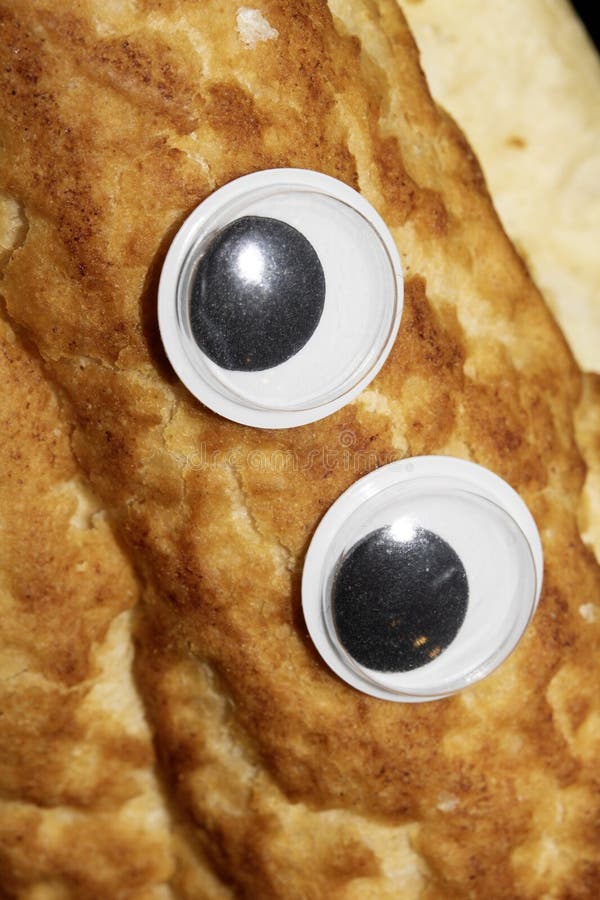 Bread Background Funny Wiggle Google Eyes on Fabric Silly Stock Photo ...