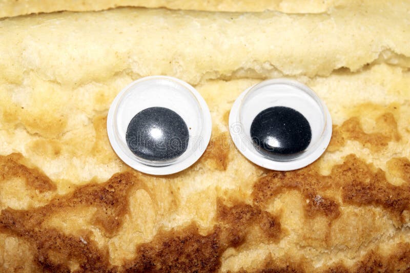 Bread Background Funny Wiggle Google Eyes on Fabric Silly Stock Photo ...