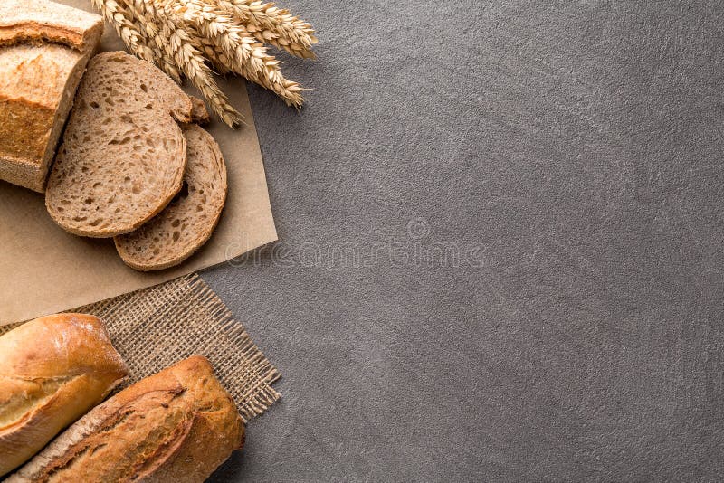 Bread Background with Wheat, Aromatic Crispbread with Grains, Copy ...