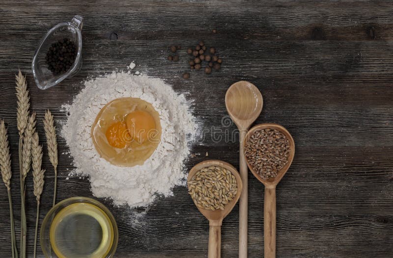 Bread and Bake with Spices on the Kitchen Table Stock Image - Image of ...